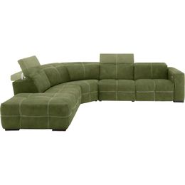 Egoitaliano Ecksofa &raquo;Sauvanne, Designsofa der Extraklasse, elegant und bequem, L-Form&laquo; wahlweise mit elektrischer Relaxfunktion, Kopfteilverstellung gr&uuml;n B/H/T: 