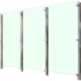 STAKET PRO Zaun Glaszaun, Gesamtl&auml;nge: 3,225 m, 4 Pfosten silber Edelstahl, Glas Pfosten: 4 Stk.