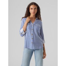 V&eacute;ro Moda Vero Moda Damen Hemdbluse &raquo;VMBUMPY L/S SHIRT NEW WVN GA NOOS&laquo; Viskose, regular fit blau S