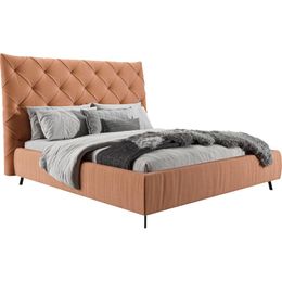 Home Affaire Polsterbett &raquo;Maxime, in 4 Breiten bis 200cm, auch in Leder&laquo; Kopfteilh&ouml;he 143 cm, belastbar bis 280 kg, auch in &Uuml;berl&auml;nge 220cm orange 100