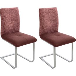 K+w Komfort & Wohnen K+W Komfort & Wohnen Freischwinger &raquo;Giacomo II&laquo; (Set) 2 Stk.mit Metallgriff am R&uuml;cken, Sitz und R&uuml;cken gesteppt in Materialmix rot Polyester B/H/T: 