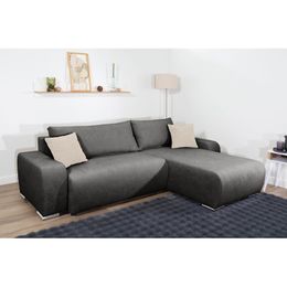 Collection AB Ecksofa &raquo;Pia L-Form, B: 237 cm&laquo; Schlaffunktion, Bettkasten & 2 Zierkissen, Federkern grau 100%Polyester B/H/T: 237cm x 41cm x 169cm, 
