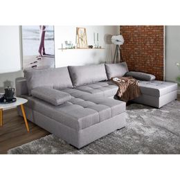 Collection AB Wohnlandschaft &raquo;Josy U-Form, B: 307 cm&laquo; Schlaffunktion & Bettkasten, Federkern grau 100%Polyester B/H/T: 307cm x 41cm x 161cm, 
