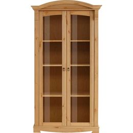 OTTO home Vitrine &raquo;Anna&laquo; Gesamtma&szlig;e (B/T/H): ca. 97/46/188 cm, mit Glast&uuml;ren, H&ouml;he 188 cm, Massivholz, mit Zierfr&auml;sungen, FSC beige Massivholz B/H/T: 