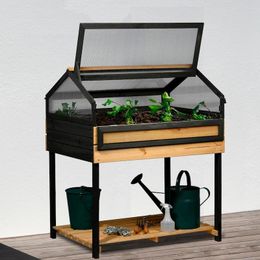 Dobar Hochbeet &raquo;"Vierjahreszeiten" Gr. XXL&laquo; Das XXL-Hochbeet ist ca. 100 x 73 x 121,5 cm (L x B x H) gro&szlig; schwarz Massivholz B/H/T: 100cm x 121,5cm x 