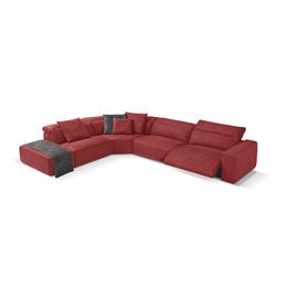 Egoitaliano Ecksofa &raquo;Beverly, extravangantes Designsofa mit erstklassigem Sitzkomfort&laquo; wahlweise mit elektrischer Relaxfunktion, Kopfteilverstellung rot Luxus-