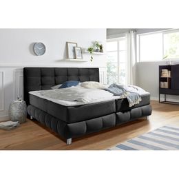 Home Affaire Boxspringbett &raquo;Salo&laquo; incl. Topper, 6 Breiten, 2 H&auml;rtegrade, TFK auch in H&auml;rtegrad 4 grau Struktur (100% Polyester);Bezug der 