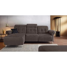 Home Affaire Ecksofa &raquo;Manhattan L-Form&laquo; 2 Sitze mit elektrischer Relaxfunktion, verstellbare Armlehnen braun Kunstleder SOFTLUX ;Flachgewebe (100% 