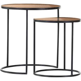 GUTMANN FACTORY Satztisch &raquo;Grace, Beistelltisch 2-er Set&laquo; Set, 2 Stk. tlg. Wohnzimmertische, Couchtische mit Glasplatte schwarz B/H/T: 55cm x 60cm x 55cm