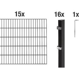 Alberts Doppelstabmattenzaun &raquo;Grundset&laquo; H&ouml;he: 80-200 cm, Gesamtl&auml;nge: 4-30 m, zum Einbetonieren Stahl H/L: 120cm x 30m