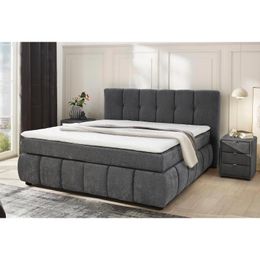 Jockenh&ouml;fer Boxspringbett &raquo;Cora&laquo; Wende-Bonell-Federkern-Matratze (H2/H3), PU-Schaum Topper grau Bezug Bett: Flachgewebe (100% Polyester);Topper und 