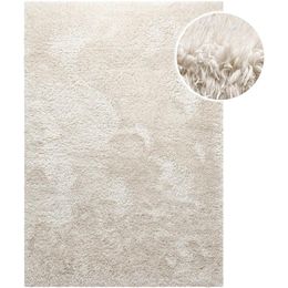 Hochflor-Teppich &raquo;Matteo HL-0961&laquo; rechteckig 50 mm H&ouml;he 100% recyceltem PET, Langflor, Shaggy, Wohnzimmer beige Polyester B : 133cm 1 Stk., 50mm, L: 