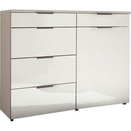 Wiemann Kombikommode &raquo;Como&laquo; vormontiert wei&szlig; Floatglas, Holzwerkstoff, Metall B/H/T: 140cm x 91,2cm x 43cm, 5 Stk., 1 Stk.