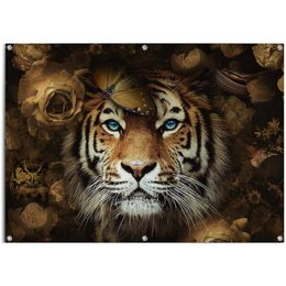 Reinders Poster &raquo;Tiger&laquo; leichtes und wasserfestes Gartenposter f&uuml;r den Au&szlig;eneinsatz braun Leinwand B/H/T: 140cm x 100cm x 0,1cm