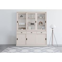 OTTO home Buffet &raquo;Schr&ouml;der&laquo; mit 6 Schiebet&uuml;ren, davon 3 mit Glaseinsatz,Br.170 cm, Kiefer massiv wei&szlig; MDF, Massivholz B/H/T: 170cm x 190cm x 40cm, 