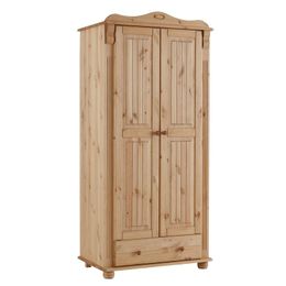 OTTO home Kleiderschrank &raquo;Adele&laquo; aus massiver Kiefer, Landhausstil beige Massivholz B/H/T: 92cm x 191cm x 53,5cm, Schubladen: 1 Stk. T&uuml;ren: 2 Stk.