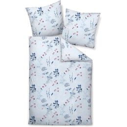 Janine Bettw&auml;sche &raquo;Mako-Satin98126 02&laquo; mit Reissverschluss blau Mako-Satin, Obermaterial: 100% Baumwolle B/L: 135cm x 200cm, 1 Stk., 1 Stk., Mako-Satin, B/L: