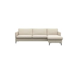 FLEXLUX Ecksofa &raquo;Fiore, super Sitzkomfort durch Kaltschaum im Sitz, L-Form&laquo; schmale Armlehnen, F&uuml;&szlig;e Alu+schwarz wei&szlig; 100% Echteder B/H/T: 247cm x 85cm