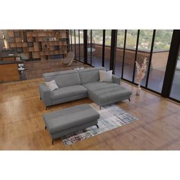 Sit & More sit&more Ecksofa &raquo;Bolero L-Form&laquo; grau 100% Polyester B/H/T: 290cm x 88cm x 178cm, Luxus-Microfaser Euphoria, Recamiere rechts,mit Kopfteilverstellung,