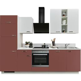 KOCHSTATION K&uuml;che &raquo;"KS-Bari", wahlw. mit E-Ger&auml;ten & Geschirrsp&uuml;ler&laquo; Soft-Close-Funktion und Vollauszug, vormontiert, Breite 280 cm rot B/H/T: 280cm x