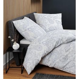 Janine Bettw&auml;sche &raquo;Soft-Cotton71001 0&laquo; mit Reissverschluss blau Linon, Obermaterial: 100% Baumwolle B/L: 155cm x 200cm, 1 Stk., 1 Stk., Linon, B/L: 80cm x 