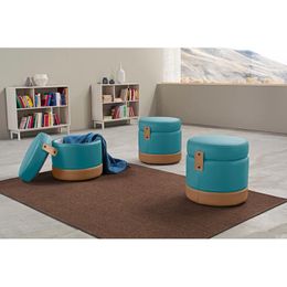 Egoitaliano Hocker &raquo;Tonder, Designhocker als Blickfang mit tollen Details, B/T 50/50cm&laquo; inkl. praktischem Stauraum als funktionale Stauraumm&ouml;glichkeit blau Leder 