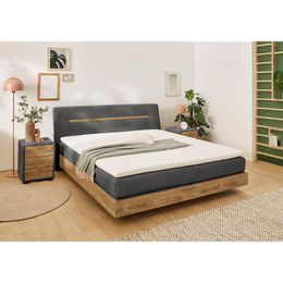 Jockenh&ouml;fer Boxspringbett &raquo;Hetty erh&auml;ltlich in der Gr&ouml;&szlig;e 180x200cm&laquo; schwebende Optik, 7-Zonen-Matratze, Topper, mehrere H&auml;rtegrade w&auml;hlbar grau Bezug Bett: 