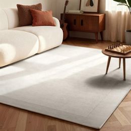 Villeroy & Boch Teppich &raquo;Wollteppich Kivi&laquo; rechteckig 17 mm H&ouml;he Handgewebt, Wolle, Bord&uuml;re, Einfarbig, L&auml;ufer, Wohnzimmer, Modern wei&szlig; Nylon, Wolle B : 160cm 1 Stk.,