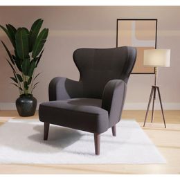 Home Affaire Sessel &raquo;SICILIA&laquo; moderner Ohrensessel schwarz 100% Polyester Chenille-Struktur, B/H/T: 88cm x 88cm x 64cm