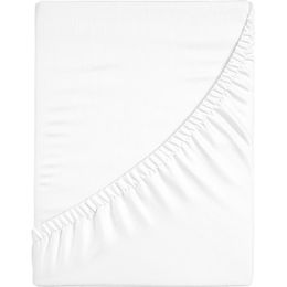CASATEX Spannbettlaken &raquo;Jersey-Elasthan&laquo; mit Elasthan wei&szlig; Jersey, Obermaterial: 96% Baumwolle, 4% Elasthan 1 Stk., Jersey, 180-200x200-220 25cm