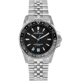 Jacques Lemans Herren Quarzuhr &raquo;Liverpool Diver&laquo; Armbanduhr, Herrenuhr, Edelstahlarmband, analog, Tag silber Einheitsgr&ouml;&szlig;e