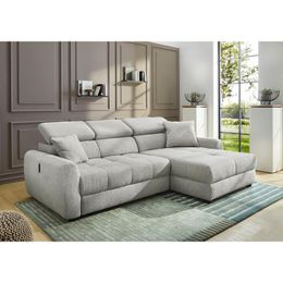Jockenh&ouml;fer Ecksofa &raquo;Move, L-Form, B: 270cm, mit 60 cm elektrischer Sitztiefenverstellung&laquo; 140kg Belastbarkeit je Sitz, Kopfteilverstellung & USB-Anschluss grau 