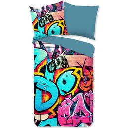 Good Morning Kinderbettw&auml;sche &raquo;Charliemu&laquo; 2 Stk. Baumwolle, Renforc&eacute;, Wendeoptik, Kind, Graffiti Renforc&eacute;, Obermaterial: 100% Baumwolle B/L: 135cm x 