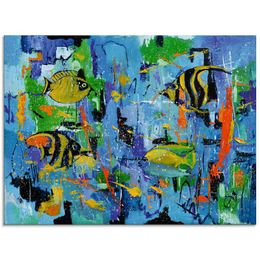 Artland Glasbild &raquo;Abstrakt Fische Blau&laquo; Wassertiere 1 Stk. tlg. in verschiedenen Gr&ouml;&szlig;en gelb B/H/T: 60cm x 45cm, Glasbild Wassertiere Querformat, 1 Stk.