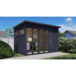 BERTILO Gartenhaus &raquo;Pentus 3 Office, in verschiedenen Farben&laquo; grau Massivholz Fu&szlig;boden im Gartenhaus, ohne Dacheindeckung