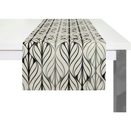 Adam Tischl&auml;ufer &raquo;Wave&laquo; aus Bio-Baumwolle,Made in Germany beige Bio-Baumwolle, Leinen B/L: 50cm x 150cm, rechteckig