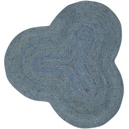 CarpetFine Teppich &raquo;Alia Juteteppich&laquo; wolkenf&ouml;rmig 10 mm H&ouml;he handgewebt aus Jute, Naturteppich, Sonderform blau, Boho Style, uni blau Jute B : 120cm 