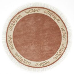 LUXOR living Wollteppich &raquo;Giza, handgekn&uuml;pft&laquo; rund 12 mm H&ouml;he reine Wolle, mit Bord&uuml;re & Fransen, Orient-Teppich, Wohnzimmer rosa Obermaterial: 100% 
