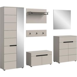 Home Affaire Garderoben-Set &raquo;Rehat, Garderobenkombination, Breite 255cm&laquo; Set, Garderobenschrank, Sitzbank, Paneel, Hakenleiste, Spiegel, Kommode, 6 
