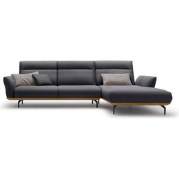 Creation BY ROLF BENZ Ecksofa &raquo;CR.460 Design-Sofa der Extraklasse, verstellbare R&uuml;ckenlehne, L-Form&laquo; Sockel in Nussbaum, Winkelf&uuml;&szlig;e in Umbragrau, 