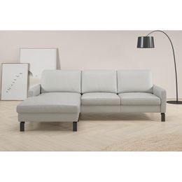 Home Affaire Ecksofa inkl. saugroboterfreundliche H&ouml;he & schmale Armlehnen wei&szlig; 100% Polyester B/H/T: 244cm x 86cm x 164cm, Microfaser, Longchair 