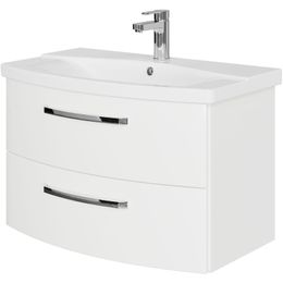 Waschtisch &raquo;Serie 4010 Keramik-Waschtisch mit Unterschrank, 84 cm breit&laquo; Waschplatz mit 2 Schubladen, Badm&ouml;bel-Set mit Waschtisch wei&szlig; B/H/T: 84cm x 