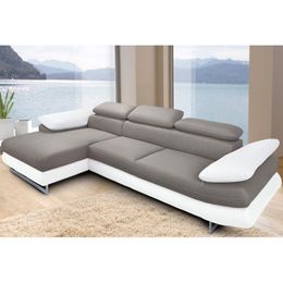 COTTA Ecksofa &raquo;Solution L-Form&laquo; mit Arm- & Kopfteilverstellung, wahlweise mit Schlaffunktion wei&szlig; B/H/T: 286cm x 73cm x 167cm, Kunstleder SOFTLUX 
