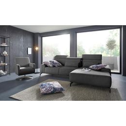 Sit & More sit&more Ecksofa &raquo;Gizeh L-Form&laquo; Fu&szlig;h&ouml;he 15 cm, inklusive Sitztiefenverstellung und Kopfteilverstellung grau B/H/T: 289cm x 178cm, Luxus-Microfaser 
