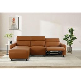 OTTO home Ecksofa &raquo;SKAANE Lederoptik, L-Form, 274 cm, manuelle/elektrische Relaxfunktion,&laquo; rundes Design, Kopfteilverstellung, Federkernpolsterung 