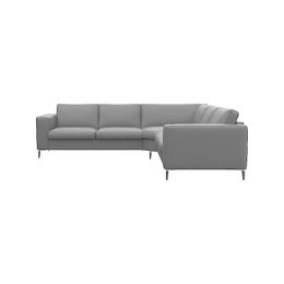 FLEXLUX Ecksofa &raquo;Fiore, gleichschenklig, super Sitzkomfort durch Kaltschaum im Sitz&laquo; breite Armlehnen, F&uuml;&szlig;e Alu+schwarz schwarz 100% Echteder B/H/T: 