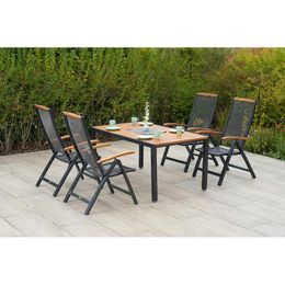 Merxx Garten-Essgruppe &raquo;Tilos&laquo; 5 Stk. tlg. grau Aluminium, Massivholz Einheitsgr&ouml;&szlig;e