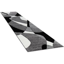Paco Home L&auml;ufer &raquo;Diamond 664&laquo; rechteckig 16 mm H&ouml;he Teppich-L&auml;ufer, Kurzflor, 3D-Design, modernes geometrisches Muster schwarz Kunstfaser B : 80cm 1 Stk., 16mm