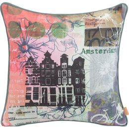 HOCK Dekokissen &raquo;Lieblingsst&auml;dte AMSTERDAM&laquo; mit Amsterdam-Motiv, Wendekissenh&uuml;lle mit F&uuml;llung, 1 St&uuml;ck bunt Polyester B/L: 45cm x 45cm, 1 Stk.