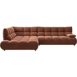 Home Affaire Ecksofa &raquo;Cozy Bubble, mit klappbarer Armlehne, Breite 324 cm&laquo; mit eleganter Steppung, Rundumbezug & weicher Polsterung braun 100% 